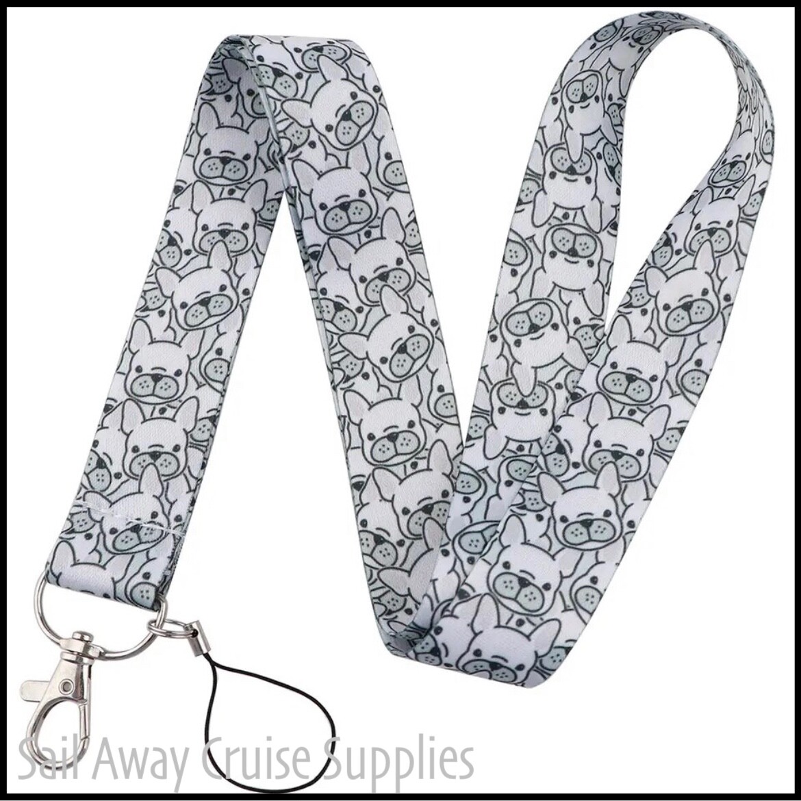 Frenchie LANYARD. Neck,Key ID Card Holder. Work,Travel,Cruise. DOG ...
