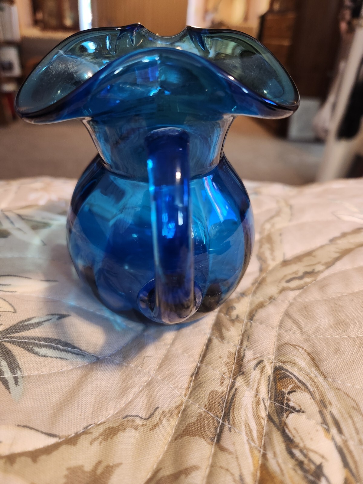 Rainbow Glass Pitcher 4" Inch Decorative Hand Blown Cobalt Blue with ...