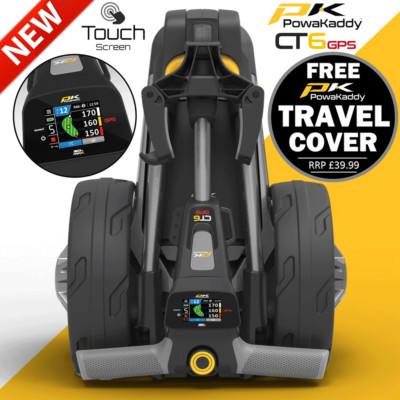 POWAKADDY CT6 GPS GOLF TROLLEY +18 HOLE LITHIUM BATTERY +FREE TRAVEL ...