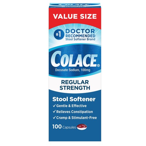Colace Regular Strength Stool Softener 100 mg Capsules 100 Count ...