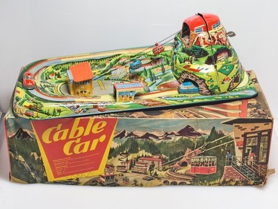 Vintage MARKE Technofix Tin Litho Windup Cable Car Toy w/ Box | eBay