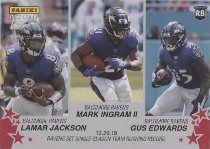 2019 Panini Instant NFL - Lamar Jackson, Mark Ingram, Gus Edwards #160 ...