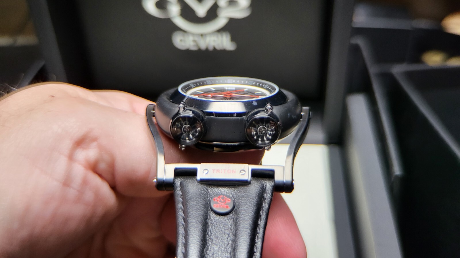 Gv2 By Gevril Men's Triton Automatic Limited Edition Black Leather ...