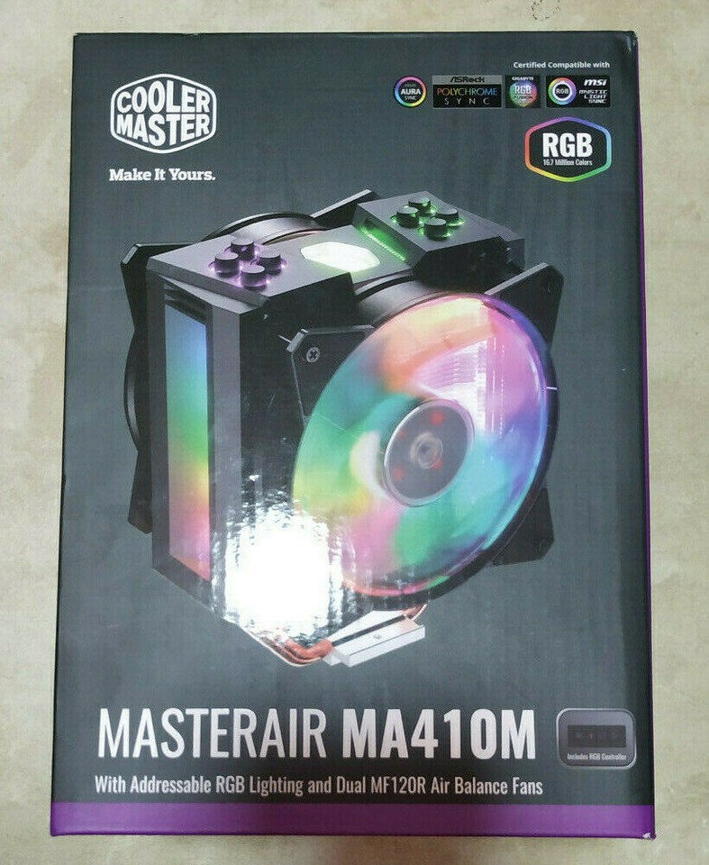 Cooler Master MASTERAIR MA410M RGB LED Heatsink CPU Cooler LGA1150/1151 ...