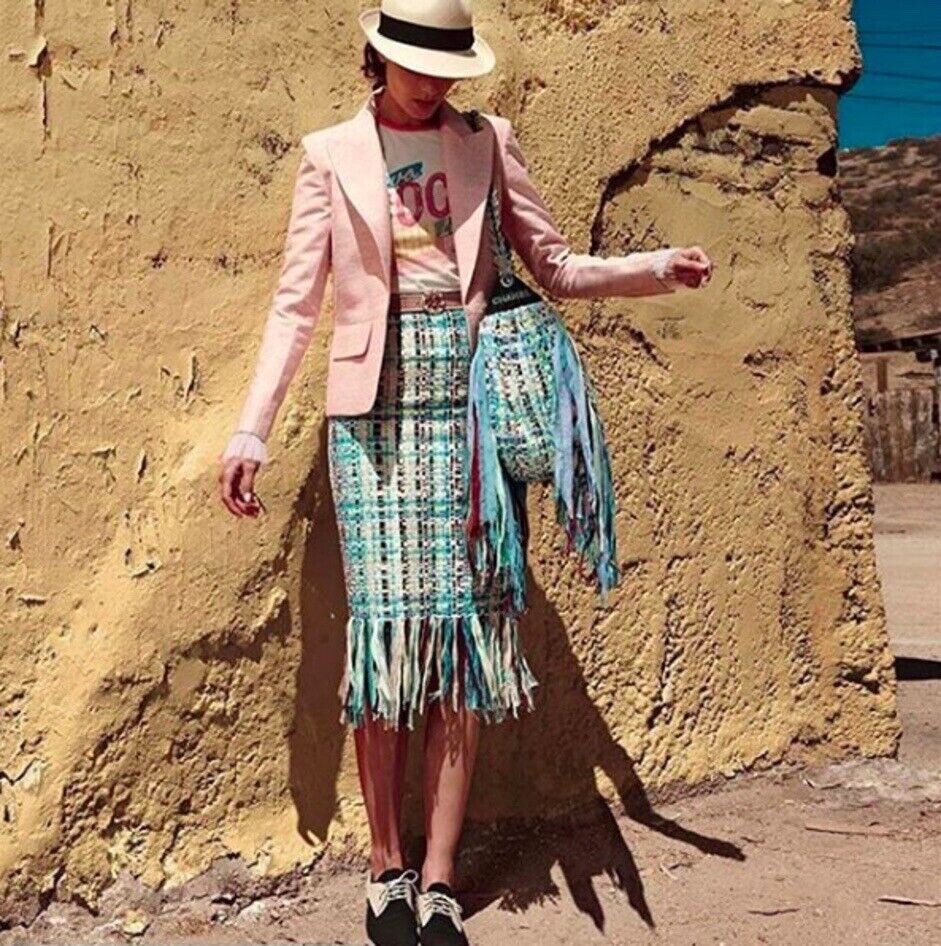 CHANEL 17C PINk CC LOGO BUTTON TULLE TRIM JACKET BLAZER FR36 US4 | eBay