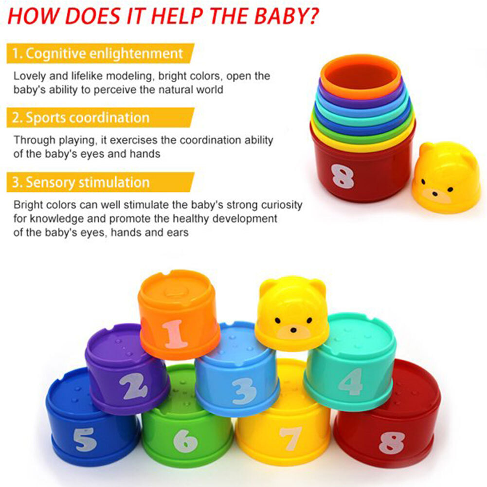 Toys Baby Stacking Cup Gift Figure Letter Indoor Outdoor Nesting ...