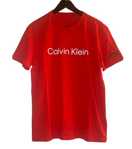Red Calvin Klein T-Shirt w/ White Letters Size Small | eBay