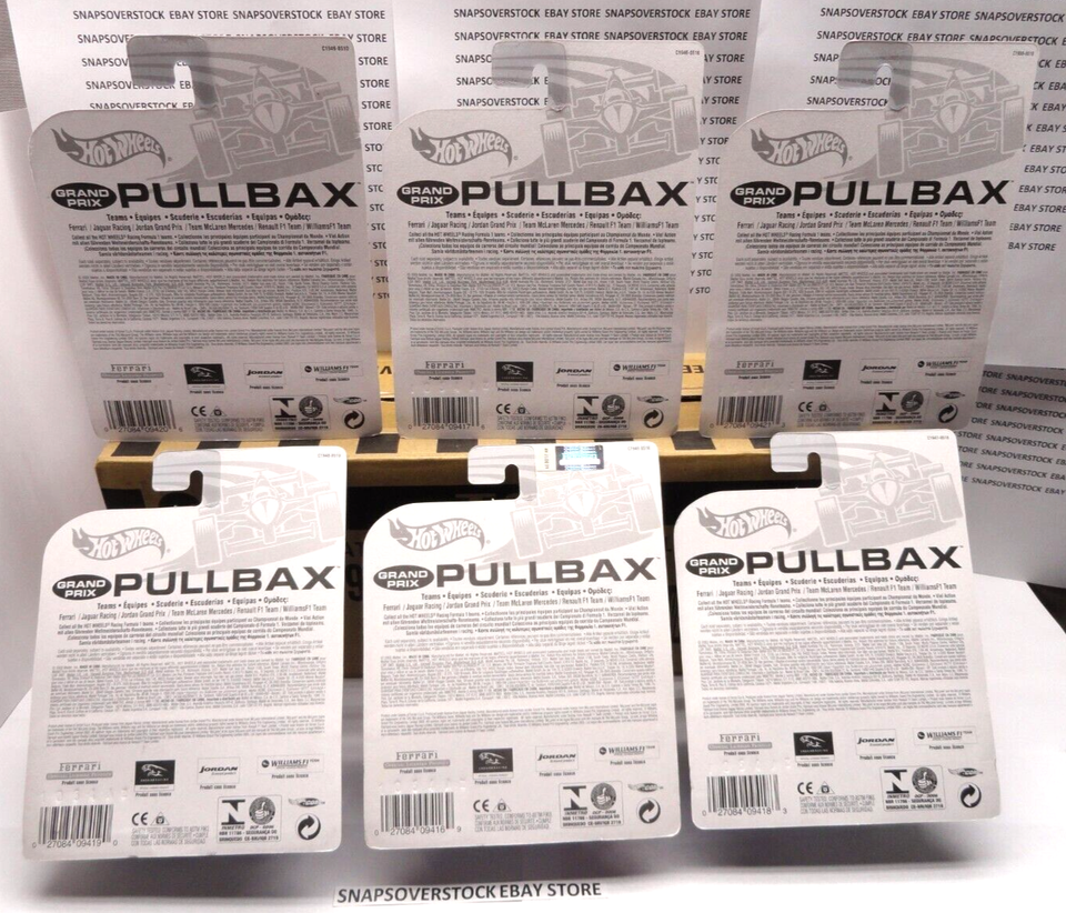 2003 HOT WHEELS GRAND PRIX F1 PULLBAX 6-CAR COMPLETE SET, W/ FERRARI ...