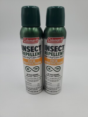 2 Pack Coleman High & Dry 25% DEET 4oz Spray Insect Repellent w Tick ...