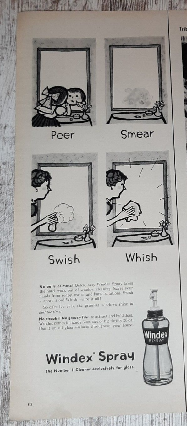 1956 Windex Vintage Print Ad Glass Cleaner Spray Bottle Mirror Kids ...