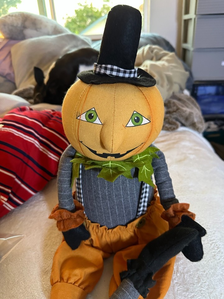 CANDY CORN LANE SOFT PUMPKIN DOLL SHELF SITTER FIGURE 31" LIB 3 | eBay