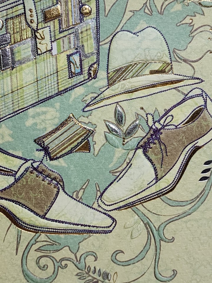Papyrus RARE Turnowsky Retro Wingtips 50s STYLE Embossed GOLD Floral ...