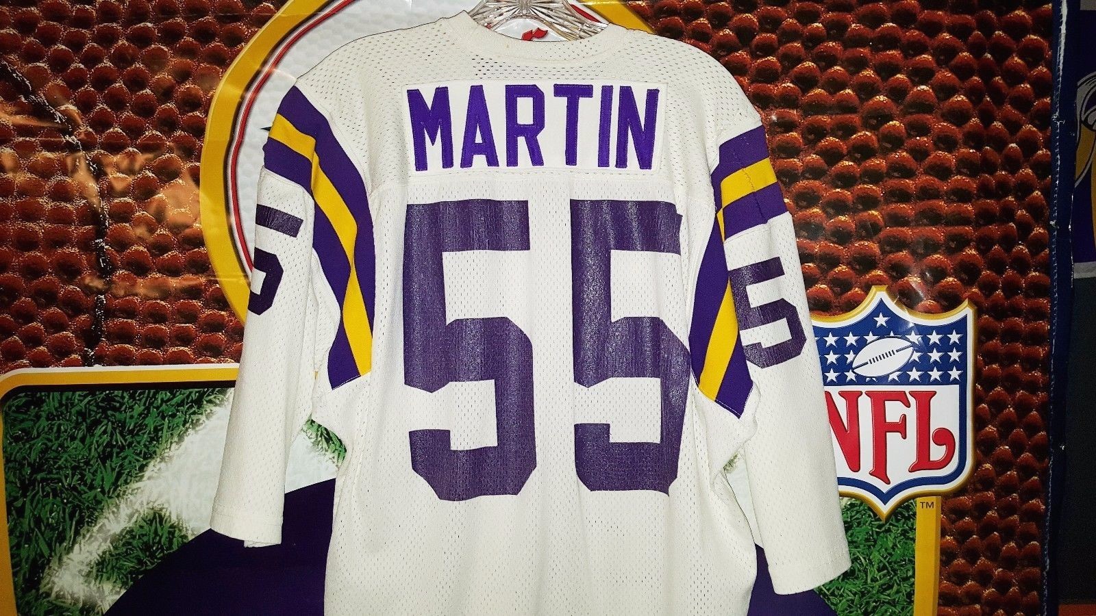 AMOS MARTIN #55 MINNESOTA VIKINGS ROAD WHITE SAND-KNIT GAME JERSEY 1970 ...