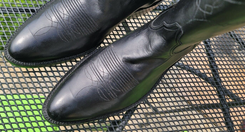 Black Jack Roper 10.5EE Exotic Black French Calf Cowboy Boots Handmade ...