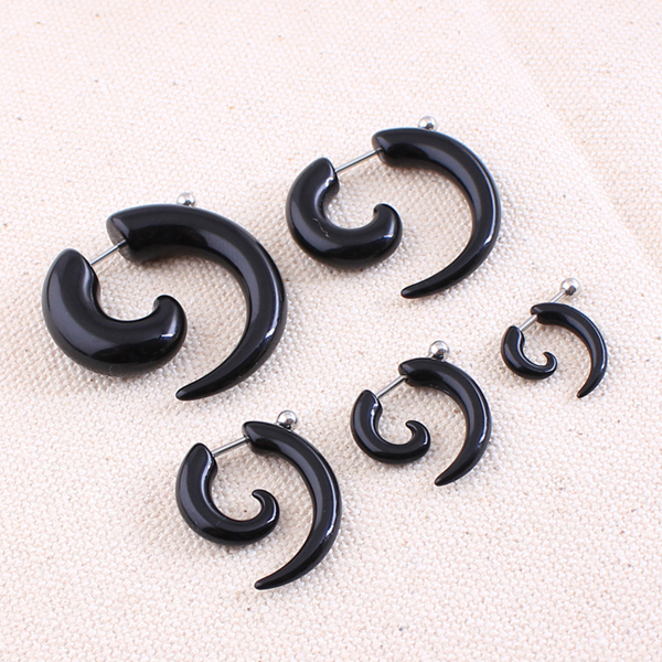 Punk Pair Acrylic Spiral Horn Gauge Fake Cheater Stretcher Ear Plug ...