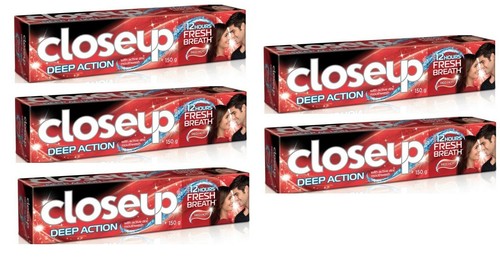 5 x 150g (750g) Close Up Toothpaste Deep Action Clean-12 Hours Fresh ...