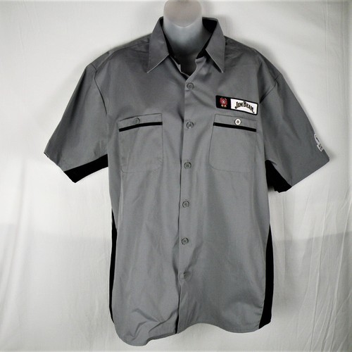 NWOT Jim Bean Men's L Grey Mechanic Bowling SS Shirt Button Up | eBay
