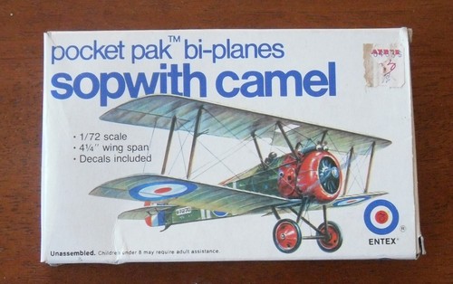 Vintage plastic model kit Entex 1/72 scale Pocket Pak Sopwith Camel WW1 ...