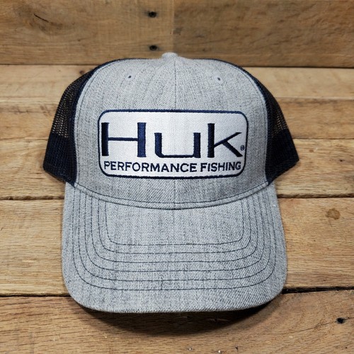 Huk Performance Fishing Hat Mesh Snapback Trucker Black Gray Logo | eBay