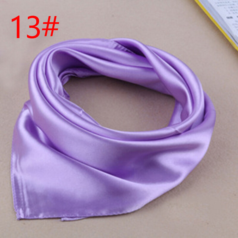 Women Plain Soft Silk Square Scarf Bandana Neckerchief Head Neck Wrap ...