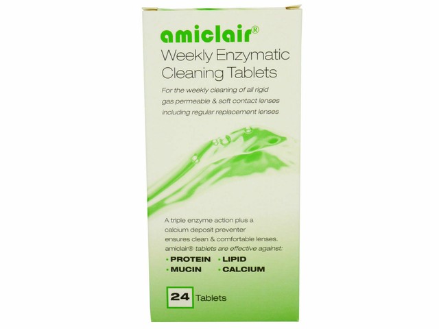 24 Amiclair Enzyme Protein Remover Tablets Hard and Soft Contact Lenses ...