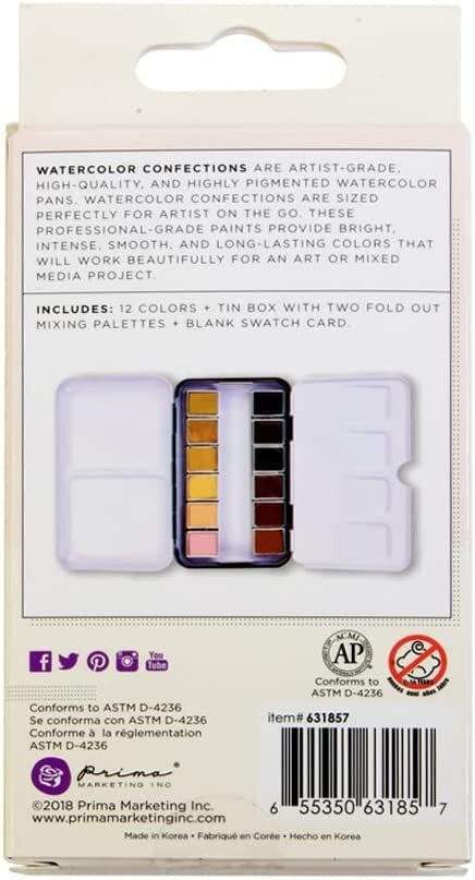 Prima Watercolor Confections Watercolor Pans 12/Pkg Complextion | eBay