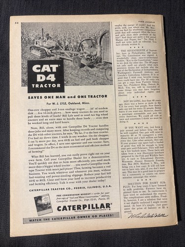 1955 Caterpillar Model D4 Ad Vintage Antique Dozer Crawler Tractor | eBay