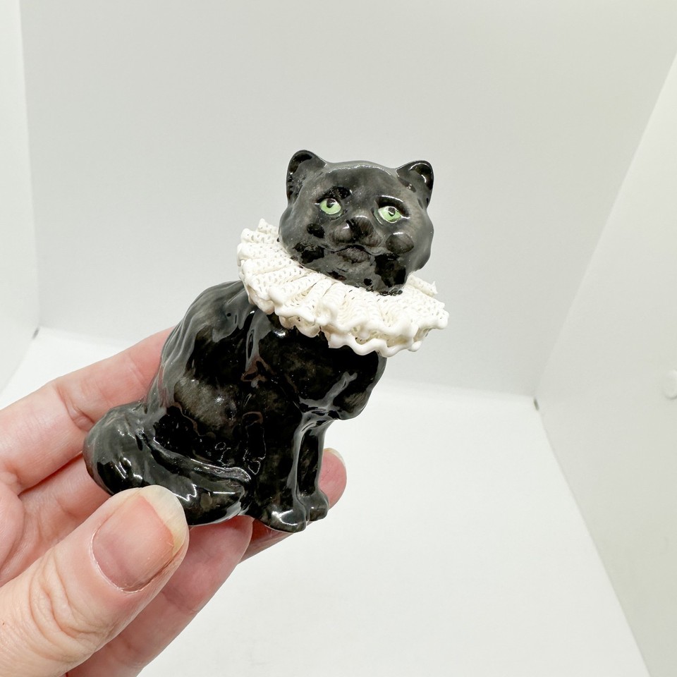 VTG Franklin Mint Curio Cat Cats Lace Meissen Dresden Porcelain ...