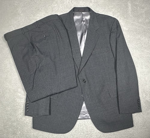 Yorkshire Square 2 Piece Wool Suit 46s 38 X 29 Dark Gray Striped | eBay