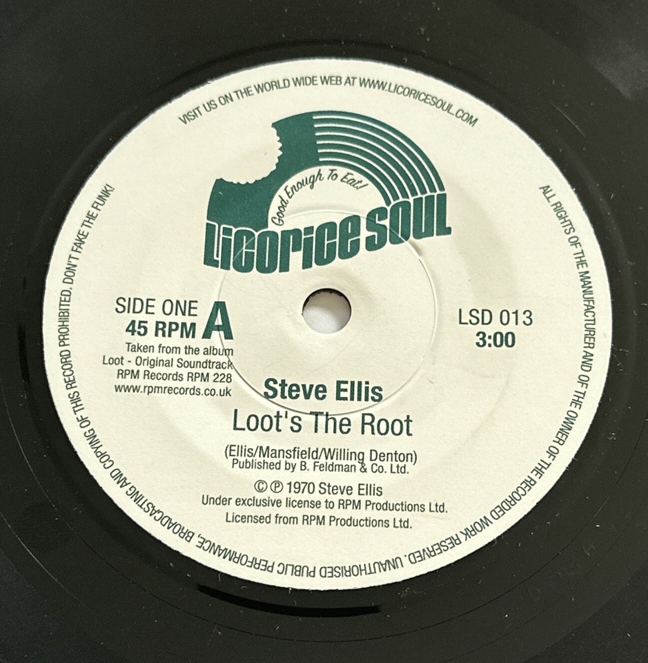 Steve Ellis - Loots The Root 7" Licorice Soul - Keith Mansfield Funk ...