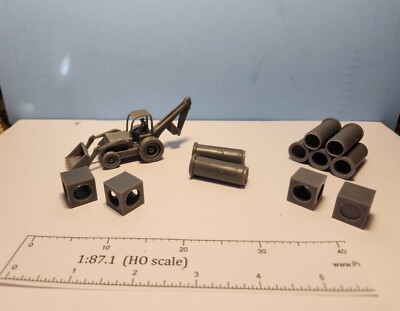 HO Scale Backhoe and Sewer Construction Set, 3D Resin Printed ...