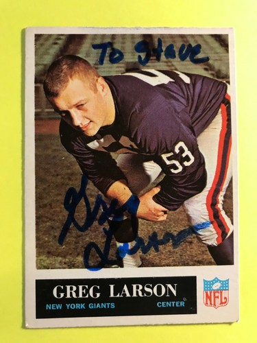 SIGNED GREG LARSON 1965 PHILADELPHIA FOOTBALL CARD AUTOGRAPH - GIANTS ...