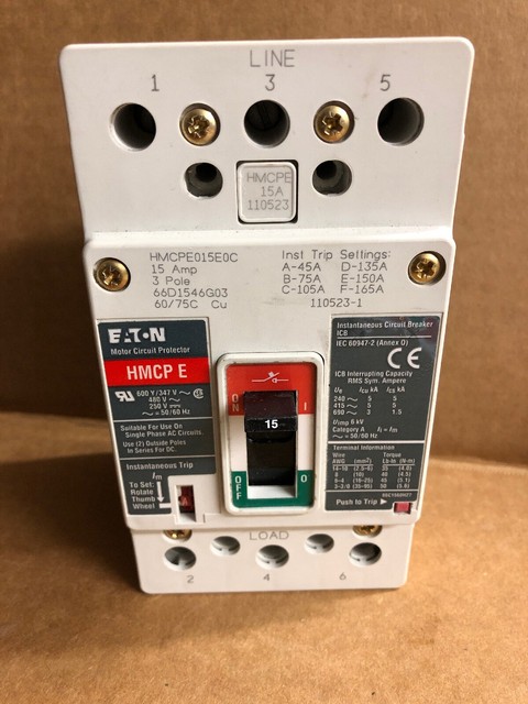 Eaton Cutler Hammer HMCPE Motor Circuit Protector 15 Amp 3 Pole ...