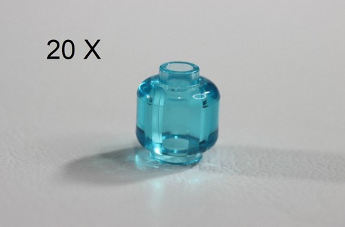 LEGO® Trans-Light Blue Minifigure Head (Plain) [20 Pieces] ID 28621 ...