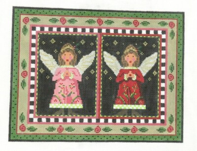 Kelly Clark Pink & Midnight Angels Pillow Handpainted Needlepoint ...