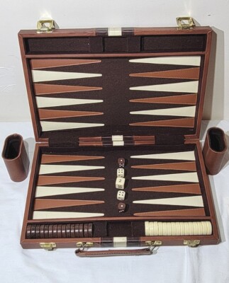 BACKGAMMON Beautiful Cardinal Vintage Set with Brown & Cream Chips ...