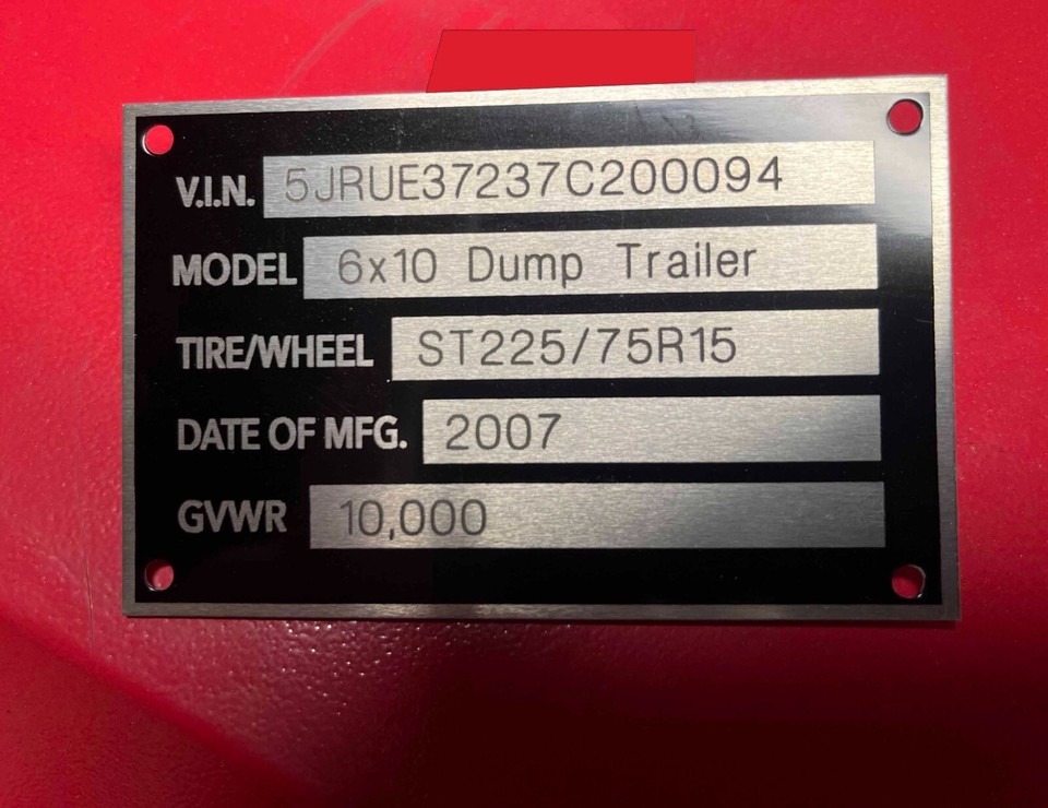 ENGRAVED 5 LINE TRAILER ID DATA PLATE NUMBER DATA TAG NAMEPLATE | eBay