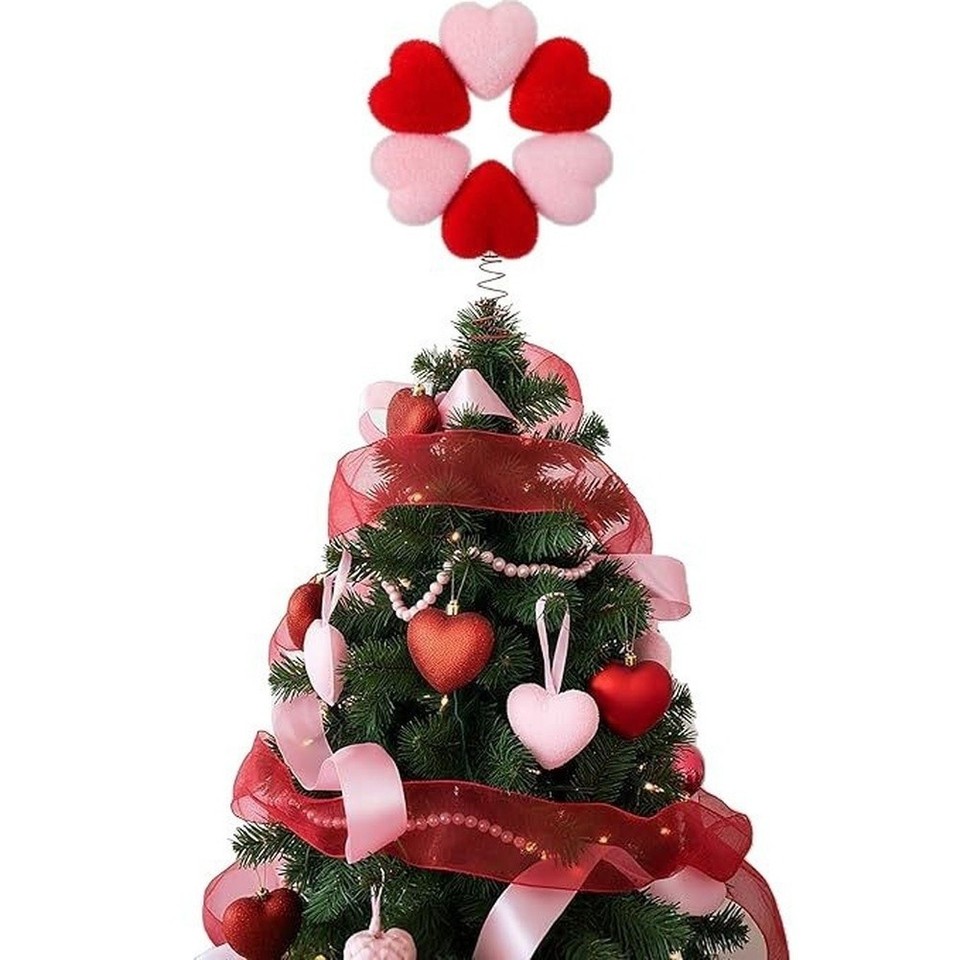 Heart Tree Decoration Valentine's Day Flocking Foam Metal Heart Shape ...