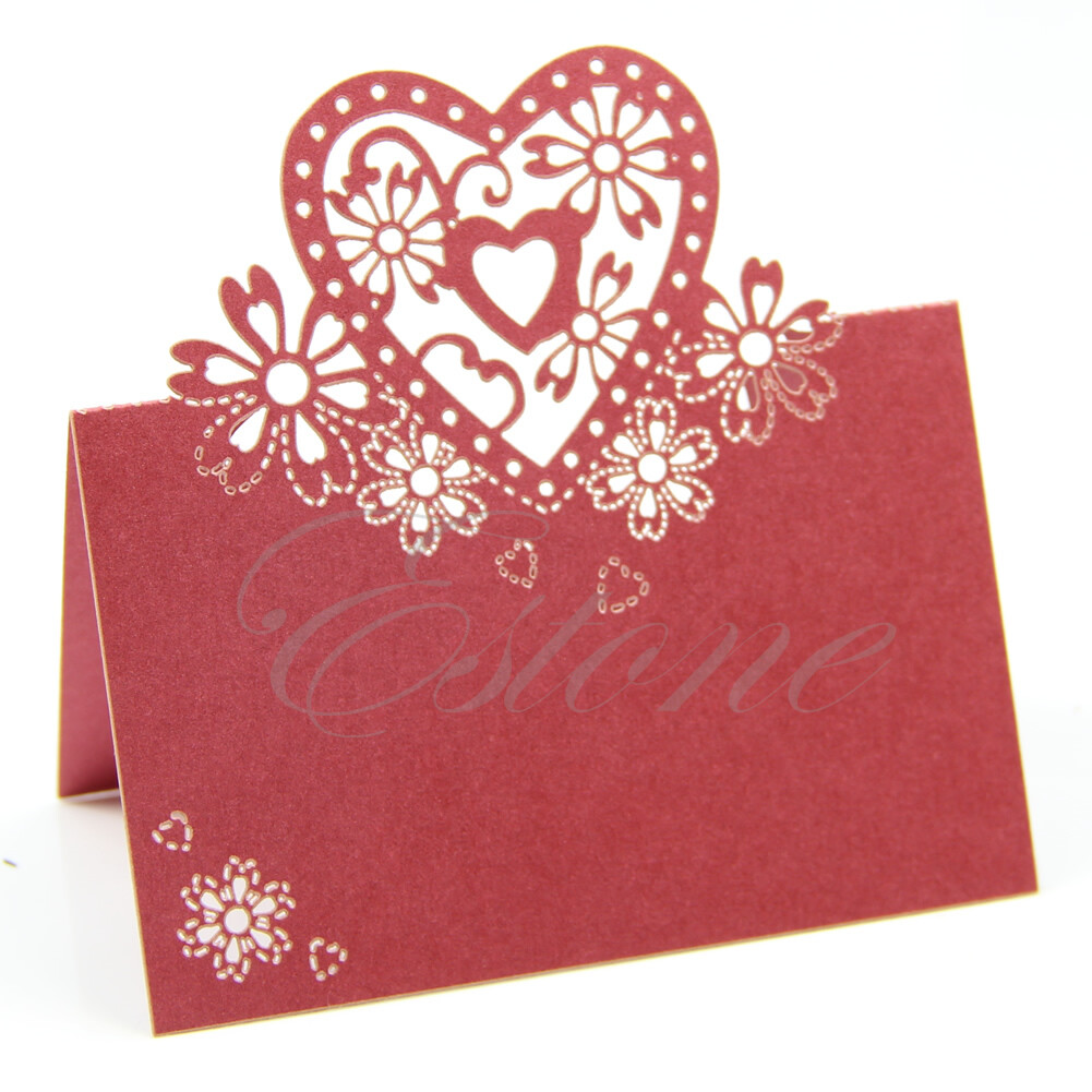 50 Pcs Love Heart Cut Wedding Party Table Name Place Cards Favor Decor ...