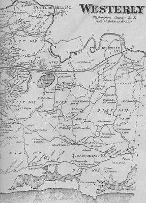 Westerly Watch Hill Misquamicut RI 1870 Map with Homeowners Names Shown ...