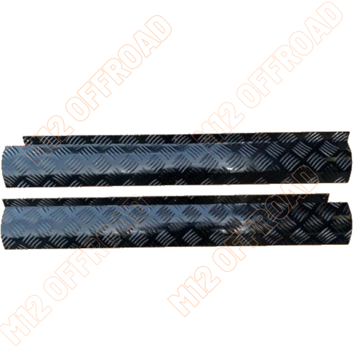 Land Rover Defender 90/110 black door protectors in 2mm chequer plate ...