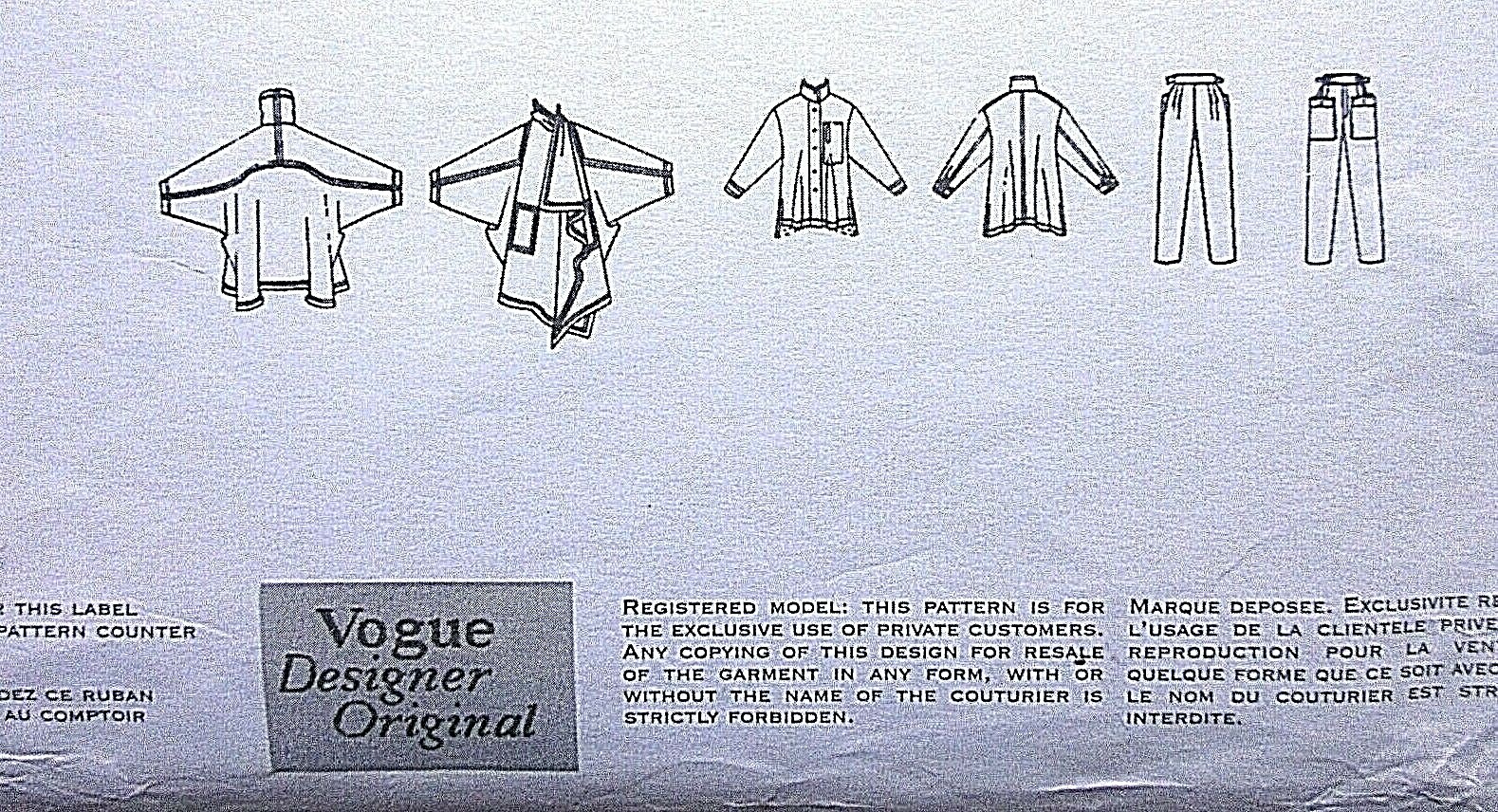 Vogue Pattern 1476 Issey Miyake Coat Shirt & Pants Size 12 Uncut for ...