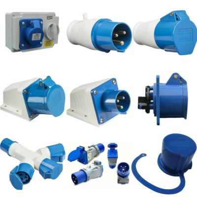 16Amp 240v Blue Interlocked socket Plug Coupler Wall Socket Splitter ...