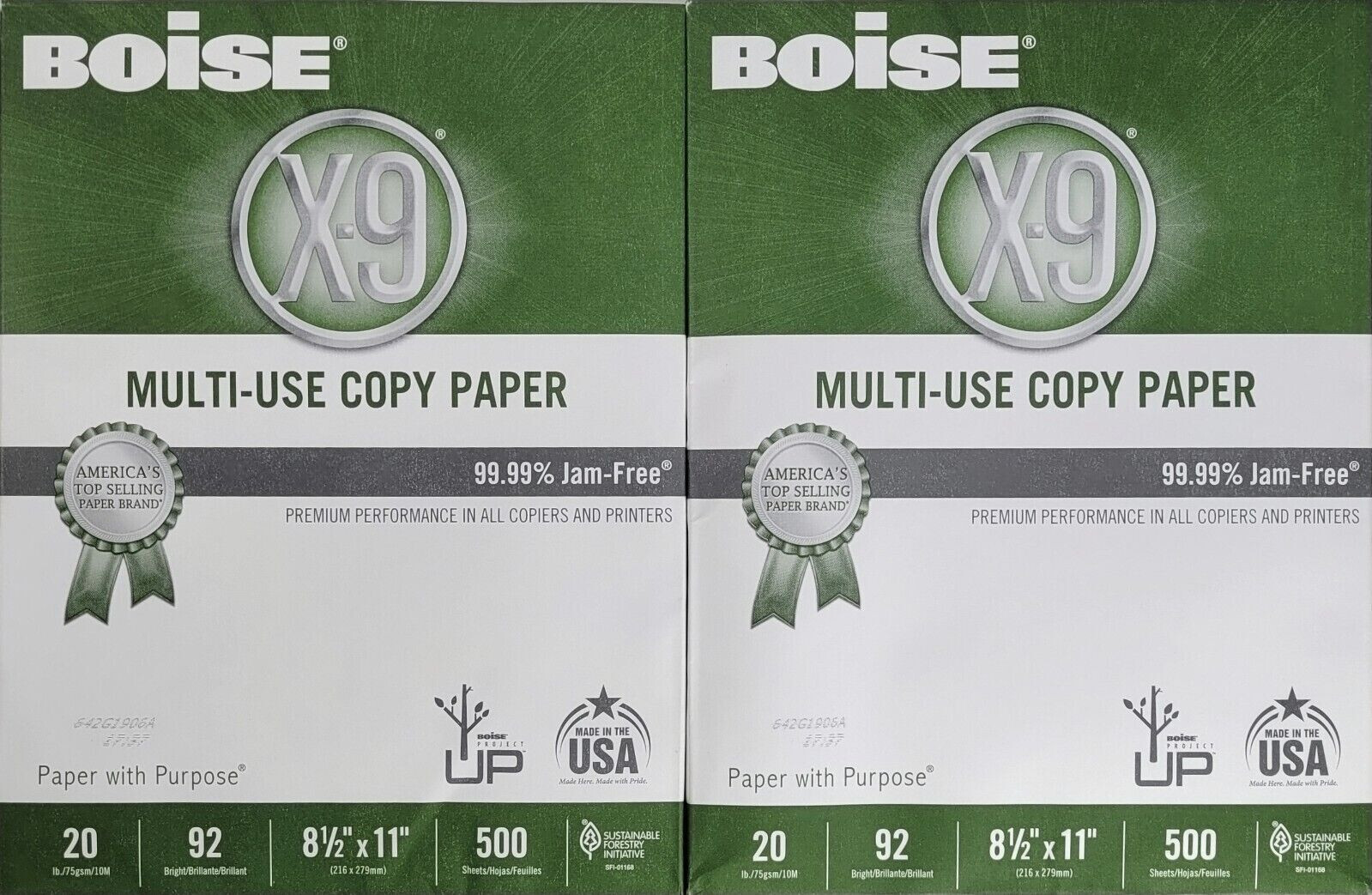 2 -Boise X-9 Multi-Use Copy Printer Paper 8.5x11 500 Sheets each 92 ...