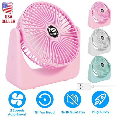 Portable USB Powered 6.5" Desk Fan 2/3 Speeds Tilt Quiet Desktop ...