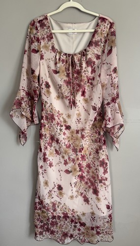 Vintage Studio Y 90s Y2K Soft Pink Floral Flutter Sleeve Fairy Dress Whimsy Sm/M | eBay