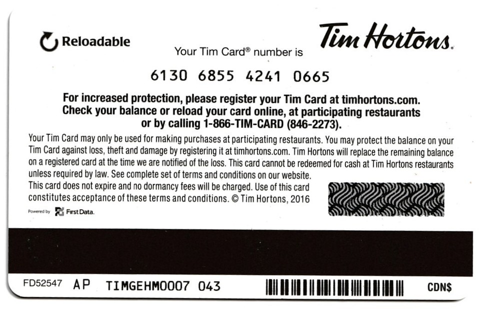 Tim Hortons Gift Card Spruce Grove Saints No Cash Value BCHL RELOADABLE ...