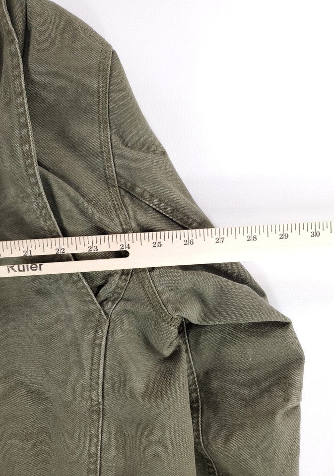 Orvis Chore Coat Barn Jacket Corduroy Collar Olive Green Button Up Mens ...