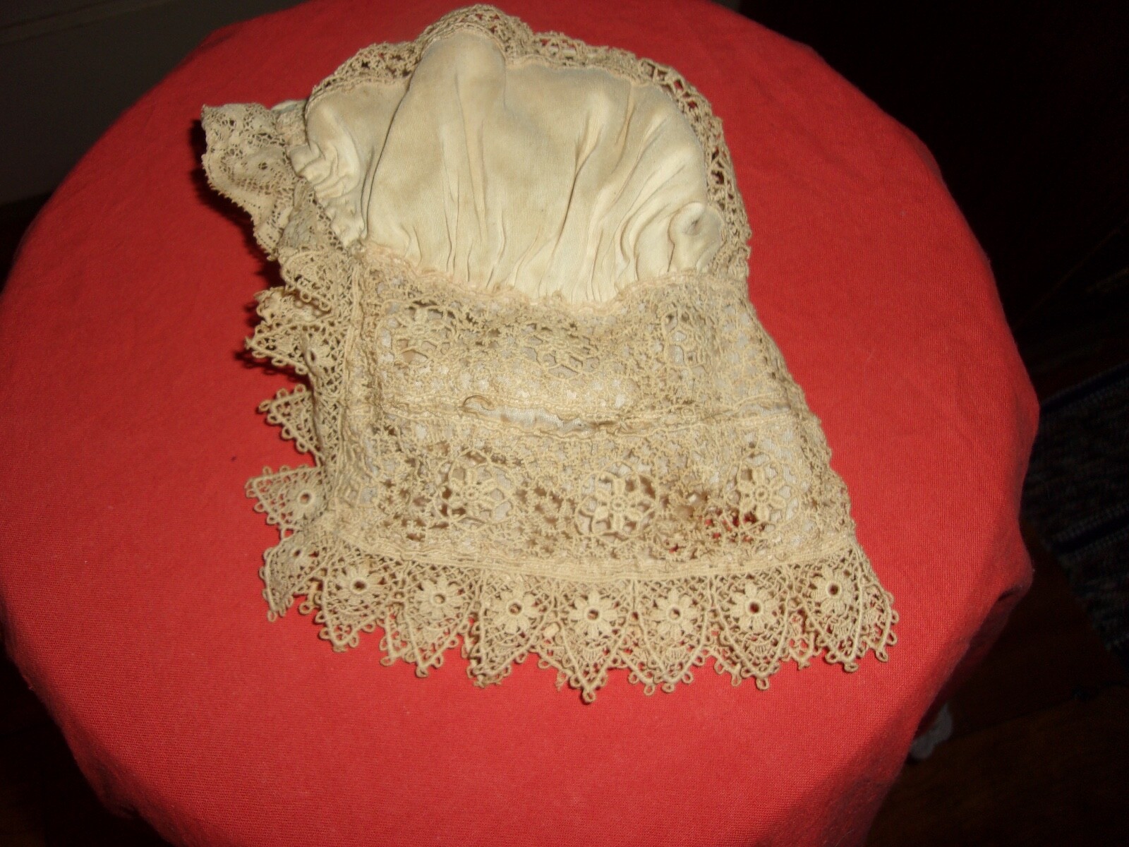 Antique Edwardian Georgian Baby Bonnet Hand Made Tan … - Gem
