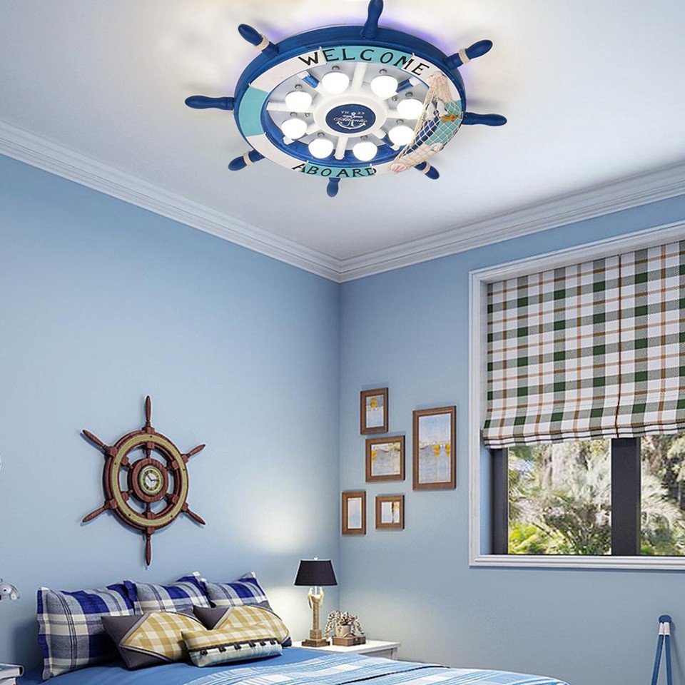24.4" Modern Blue Ceiling Light Kid's Room Decor Chandelier Flush Mount ...